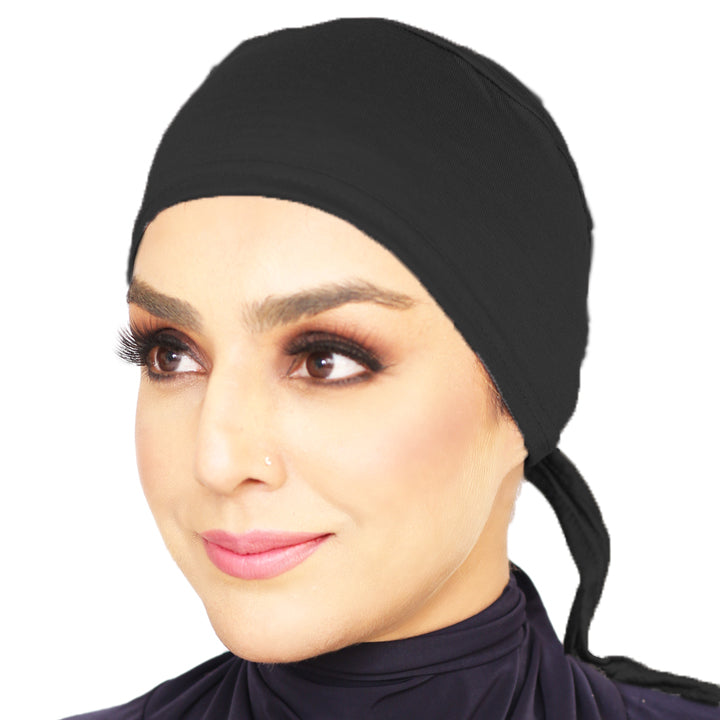TIE BACK BONNET | BLACK – HIJABEAZE